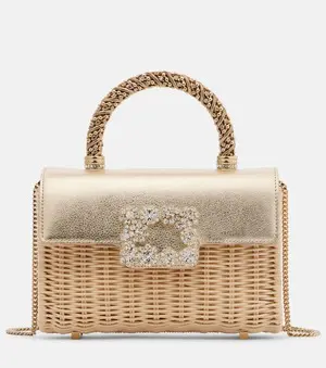 ROGER VIVIER Jewel Efflorescence Mini Rattan Tote