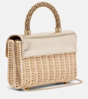 ROGER VIVIER Jewel Efflorescence Mini Rattan Tote