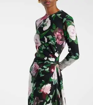 Erdem Draped Floral Midi Dress
