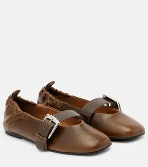 GANNI Butterfly Mary Jane Flats Dark Olive