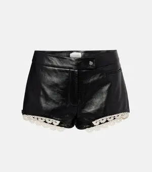 Magda Butrym Lace-trimmed Leather Shorts