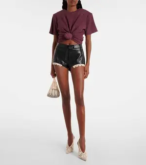 Magda Butrym Lace-trimmed Leather Shorts