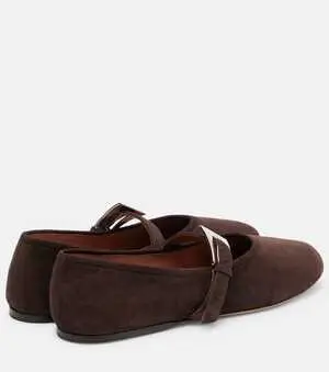 Paris Texas Sveva Suede Mary Jane Flats - Brown