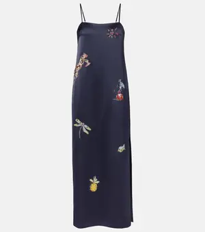 ALEMAIS Anouk Colantoni Fontaine Slip Midi Dress - Blue