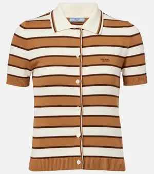 Prada Striped Cotton Top - Brown