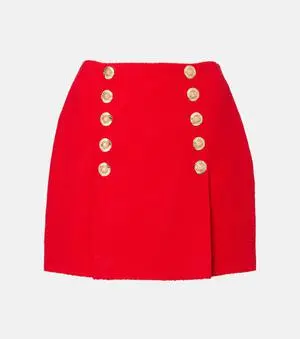 Balmain Pleated Wool-blend Miniskirt