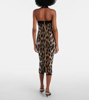Balmain Animal-printed Halterneck Maxi Dress