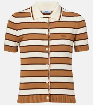 Prada Striped Cotton Top - Brown