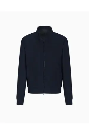 Emporio Armani Wool-blend Bouclé Jersey Blouson - Navy