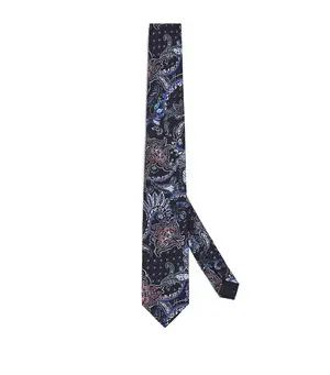 Harrods Paisley Print Standard Neck Tie - Navy