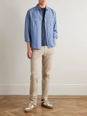 Sunspel Straight-leg Garment-dyed Cotton-blend Twill Chinos - Neutrals
