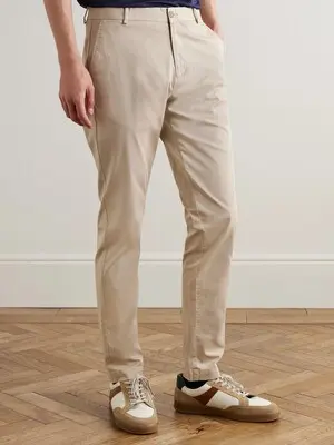 Sunspel Straight-leg Garment-dyed Cotton-blend Twill Chinos - Neutrals