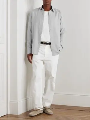 TOM FORD Slim-fit Cotton And Cashmere-blend Shirt - Gray
