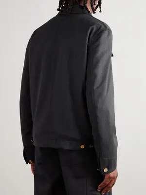 Versace Embellished Wool-mouliné Blouson Jacket - Gray