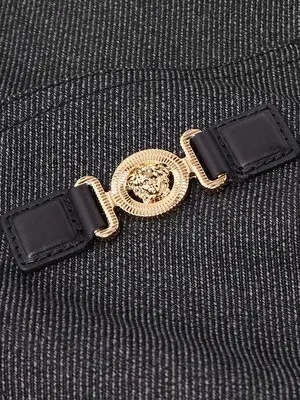 Versace Embellished Wool-mouliné Blouson Jacket - Gray