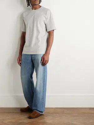 Saint Laurent Cotton-blend Piqué T-shirt - Gray