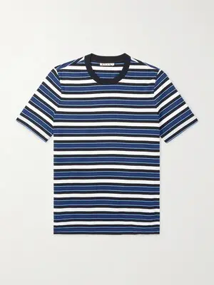 Marni Striped Cotton-jersey T-shirt - Blue