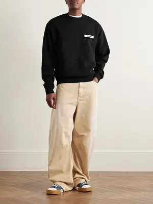 Jacquemus Logo-appliquéd Cotton-jersey Sweatshirt - Black