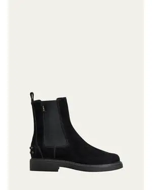 TOD'S Gomma Suede Ankle Boots - Black