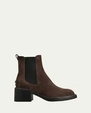 TOD'S Gomma Suede Ankle Boots - Dark Brown