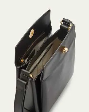Plan C Small Folded Vitello Leather Shoulder Bag - Black
