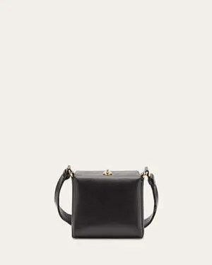Plan C Small Folded Vitello Leather Shoulder Bag - Black