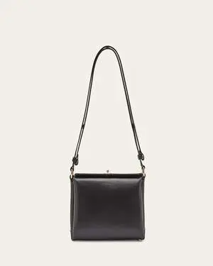 Plan C Small Folded Vitello Leather Shoulder Bag - Black