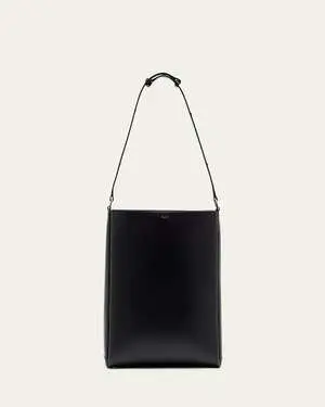 Plan C Vitello Leather Folded Tote Bag - Black