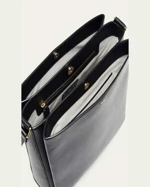 Plan C Vitello Leather Folded Tote Bag - Black