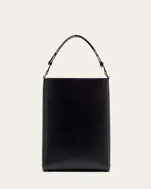 Plan C Vitello Leather Folded Tote Bag - Black