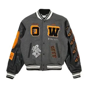 Off-White Leather Varsity Jacket