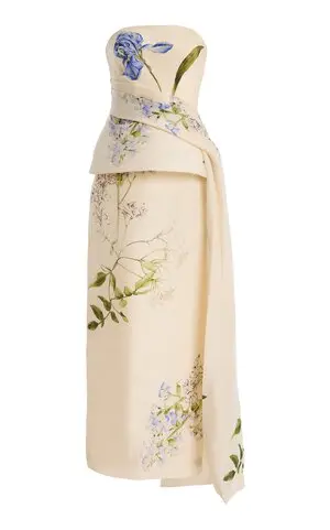 MONIQUE LHUILLIER Strapless Draped Peplum Gown