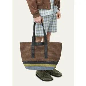 Loewe Fold Raffia Shopper Tote