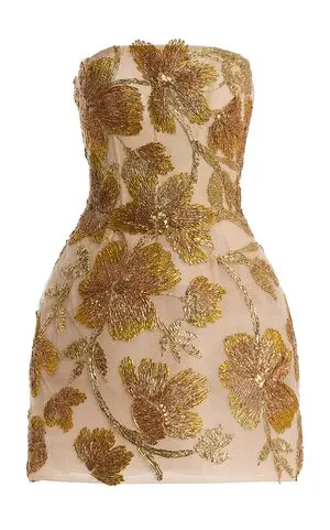 MONIQUE LHUILLIER Monique Lhuillier Floral Embroidered Mini Dress