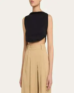 A.L.C. Mae Cropped High-neck Top - Black