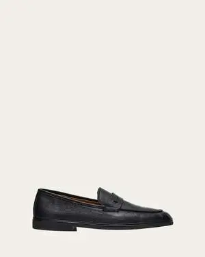 Bergdorf Goodman Deerskin Penny Loafers - Black