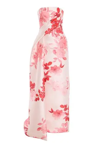 MONIQUE LHUILLIER Strapless Draped Column Gown