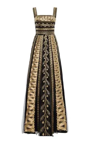Carolina Herrera Embroidered Tulle A-line Gown