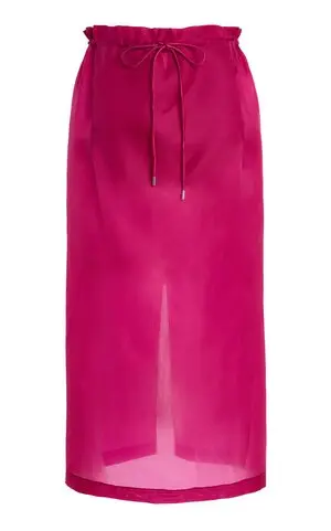 KALLMEYER Regina Drawstring Silk Midi Skirt - Pink