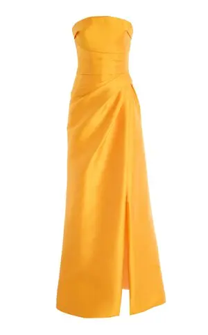 Monique Lhuillier Strapless Draped Gown - Orange