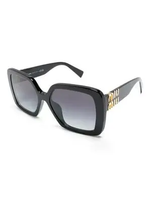 Miu Miu Logo-plaque Oversized-frame Sunglasses - Black