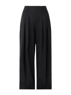 Victoria Beckham Cinch Pleated Twill Wide-leg Pants - Black