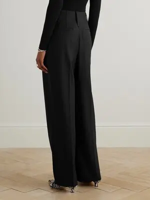 Victoria Beckham Cinch Pleated Twill Wide-leg Pants - Black