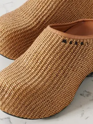 Marni Sabot Raffia Platform Clogs - Neutrals