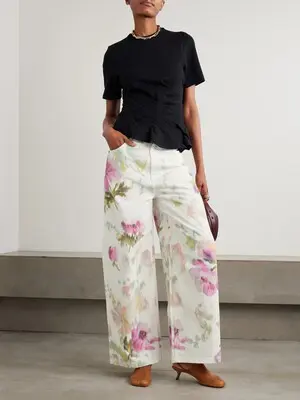 Loewe Floral-print High-rise Straight-leg Jeans