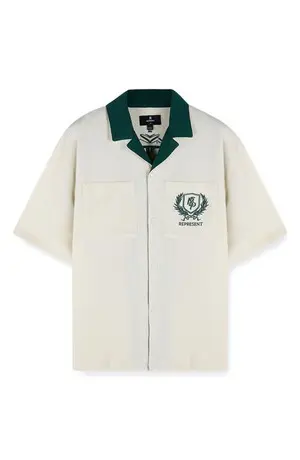 REPRESENT Crest Embroidered Camp Shirt - Antique White