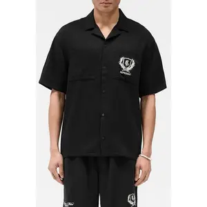 REPRESENT Crest Embroidered Camp Shirt - Jet Black