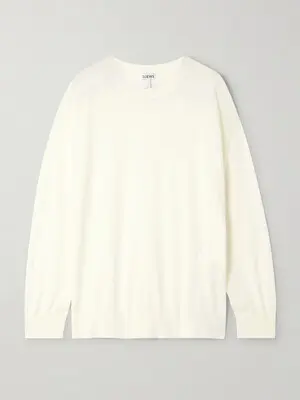 Loewe Embroidered Wool Sweater Neutrals