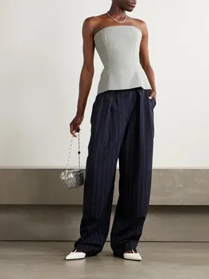 JEAN PAUL GAULTIER Strapless Twill Bustier Top - Gray