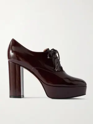 GIANVITO ROSSI 70 Patent-leather Platform Oxford Pumps - Brown
